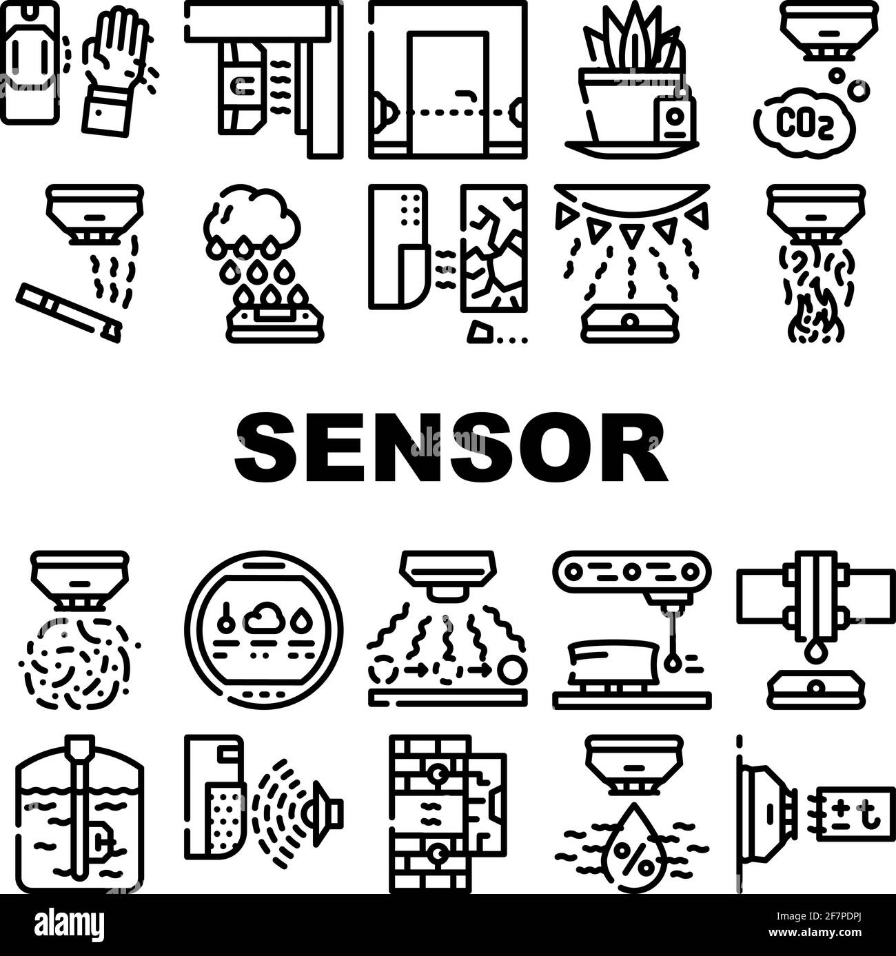 Sensor Electronic Tool Collection Icons Set Vector Stock Vector Image ...