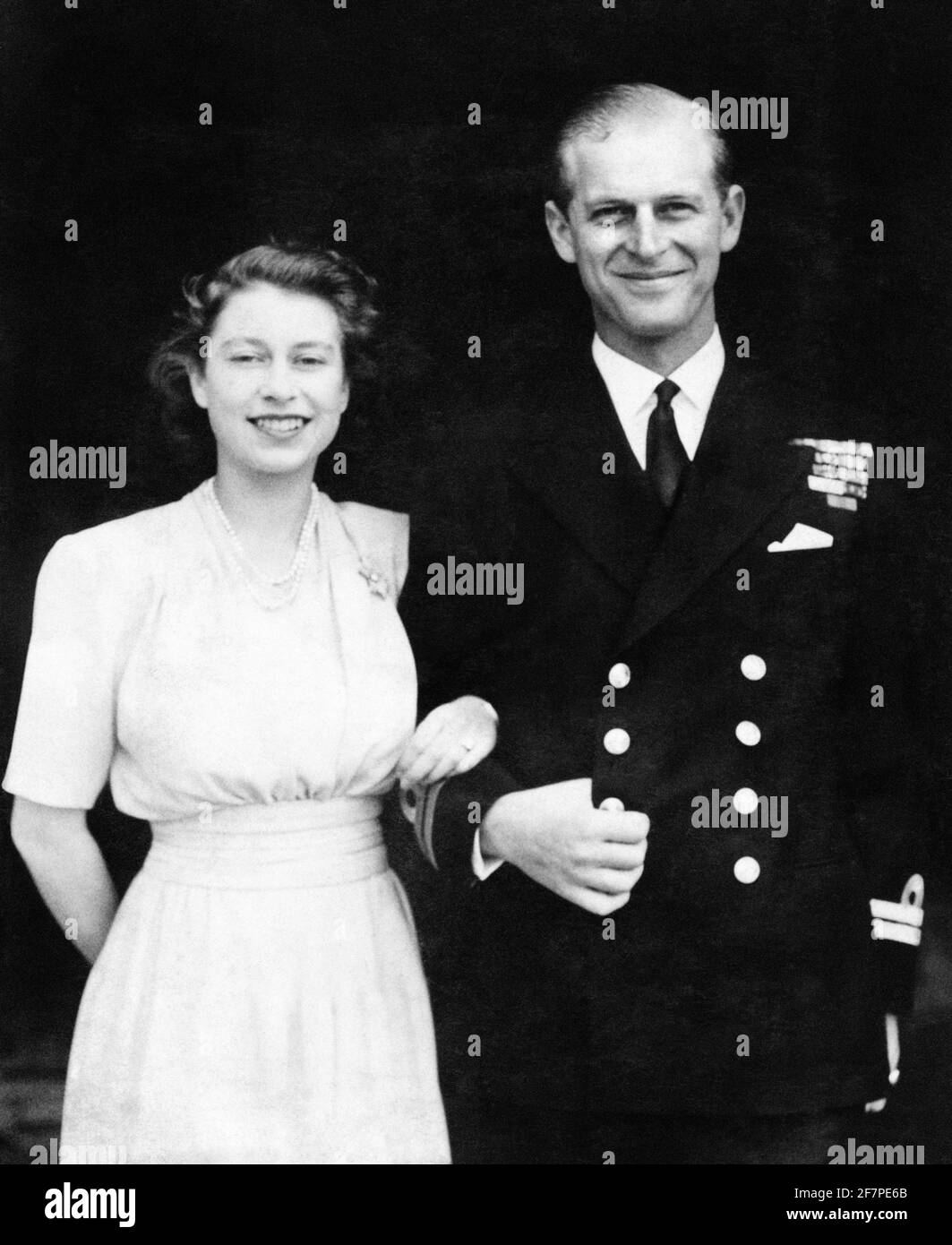File photo dated 10/07/47 of the then Princess Elizabeth and Lieutenant Philip Mountbatten ...