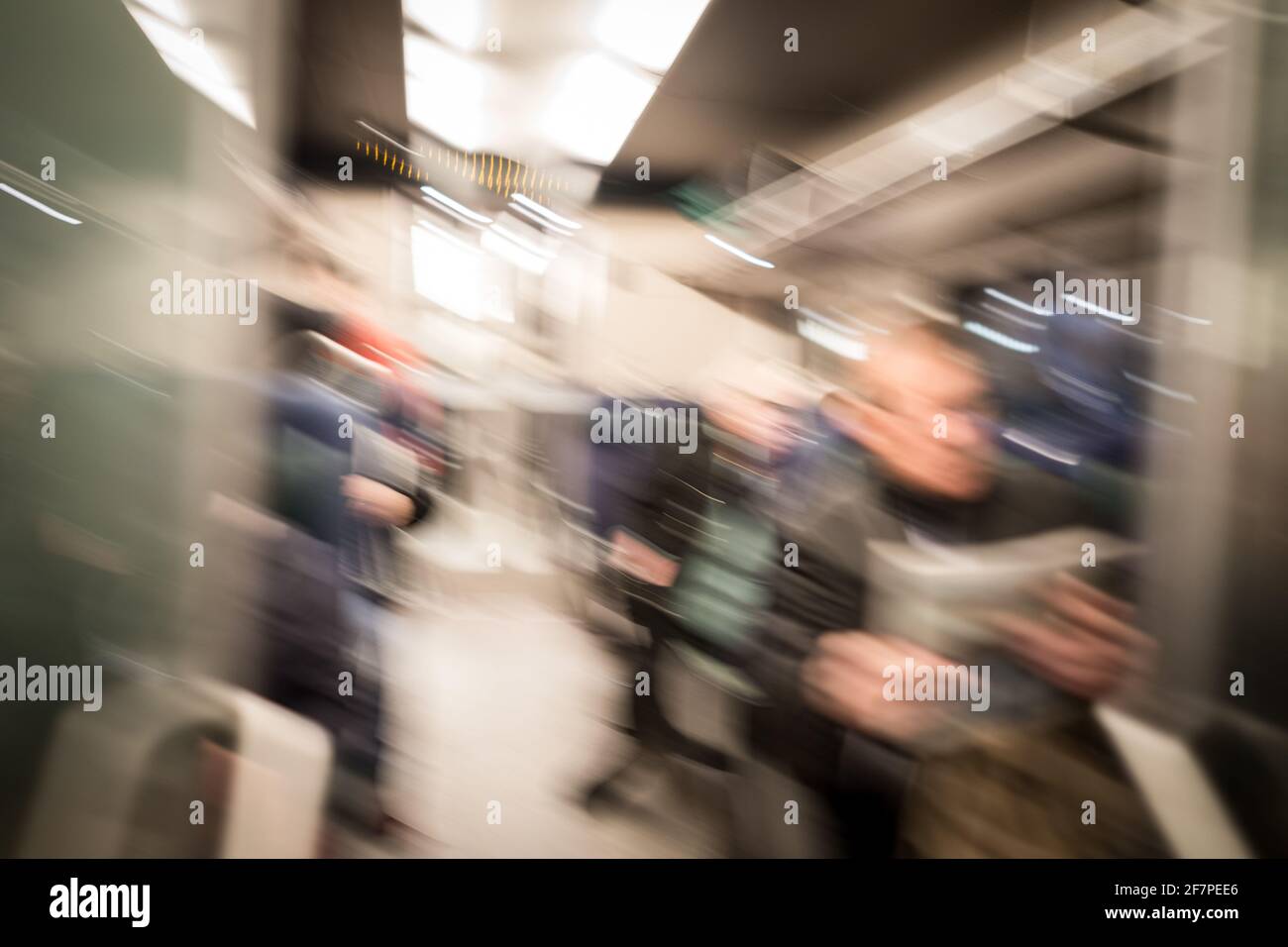 Train coming at downtown station in a motion Stock Photo - Alamy