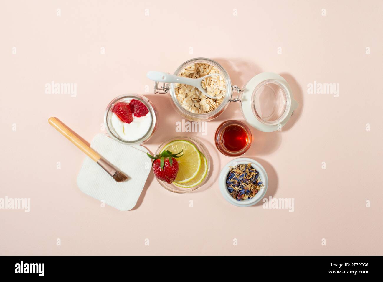 Homemade strawberry face mask ingredients: strawberry, yoghurt, honey ...