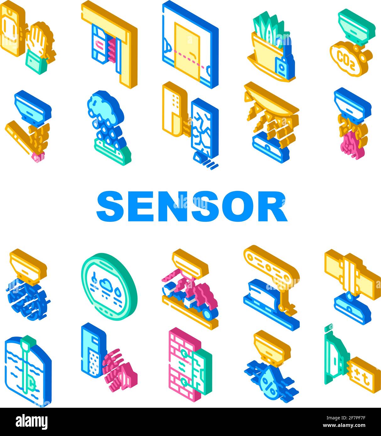 Sensor Electronic Tool Collection Icons Set Vector Stock Vector Image ...