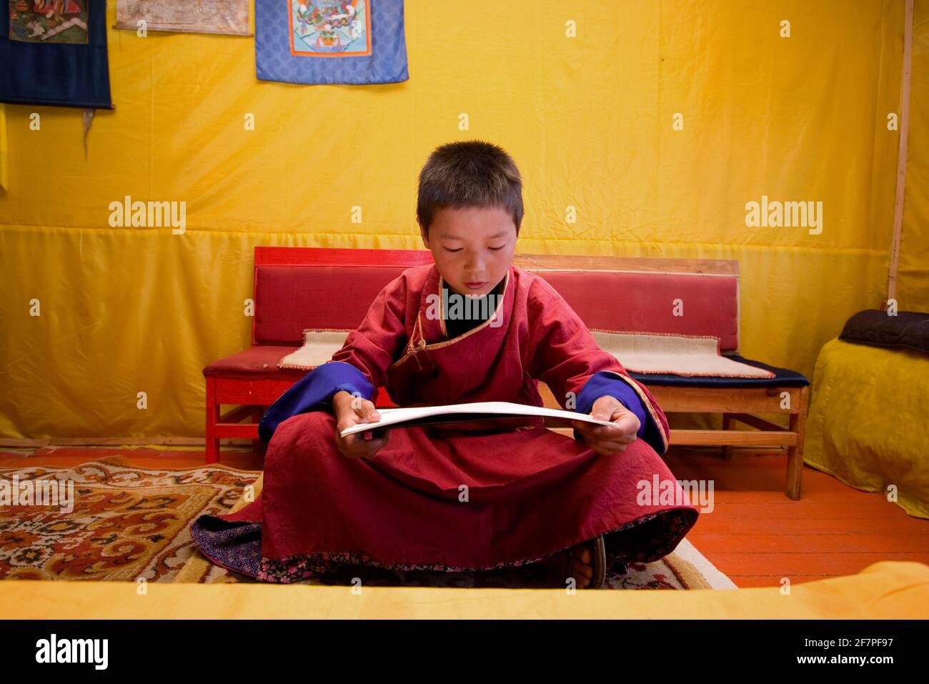 remote Mongolian class room photographed in Hogno Han valley Mongolia ...