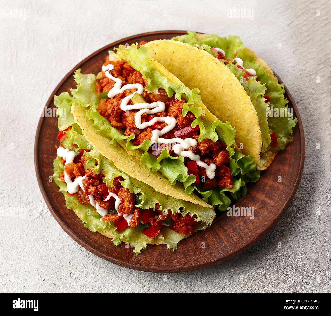 Mexican food. Tacos with beef on plate. National cusine Stock Photo - Alamy