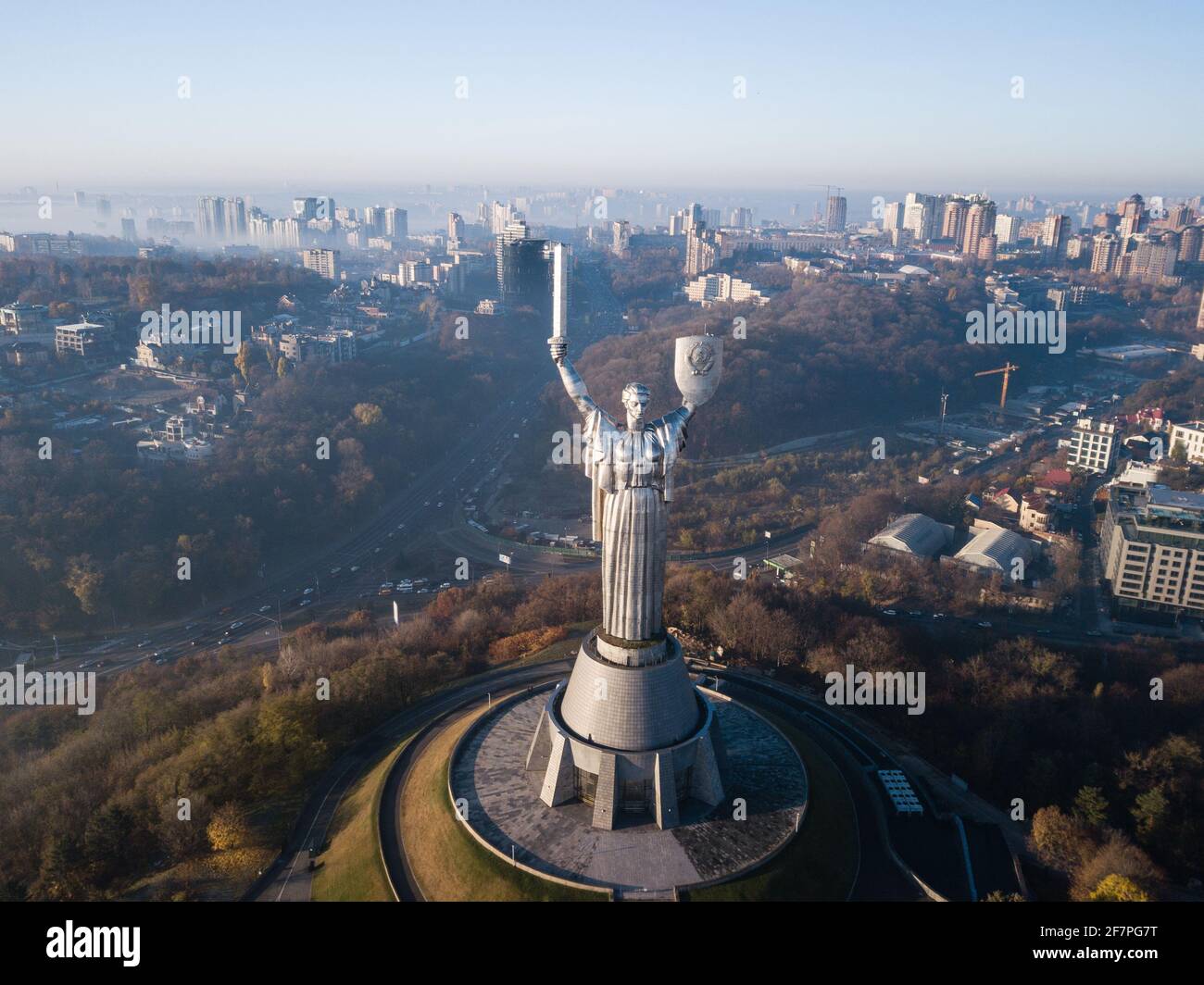 Kyiv, Ukraine - November 08 2018: Aerial view of Mother Motherland ...
