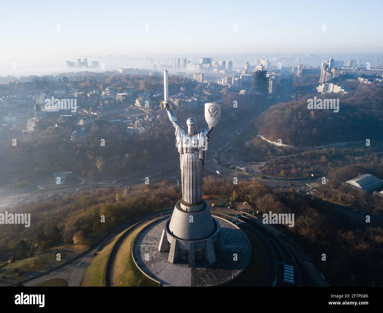 Kyiv, Ukraine - November 08 2018: Aerial view of Mother Motherland ...
