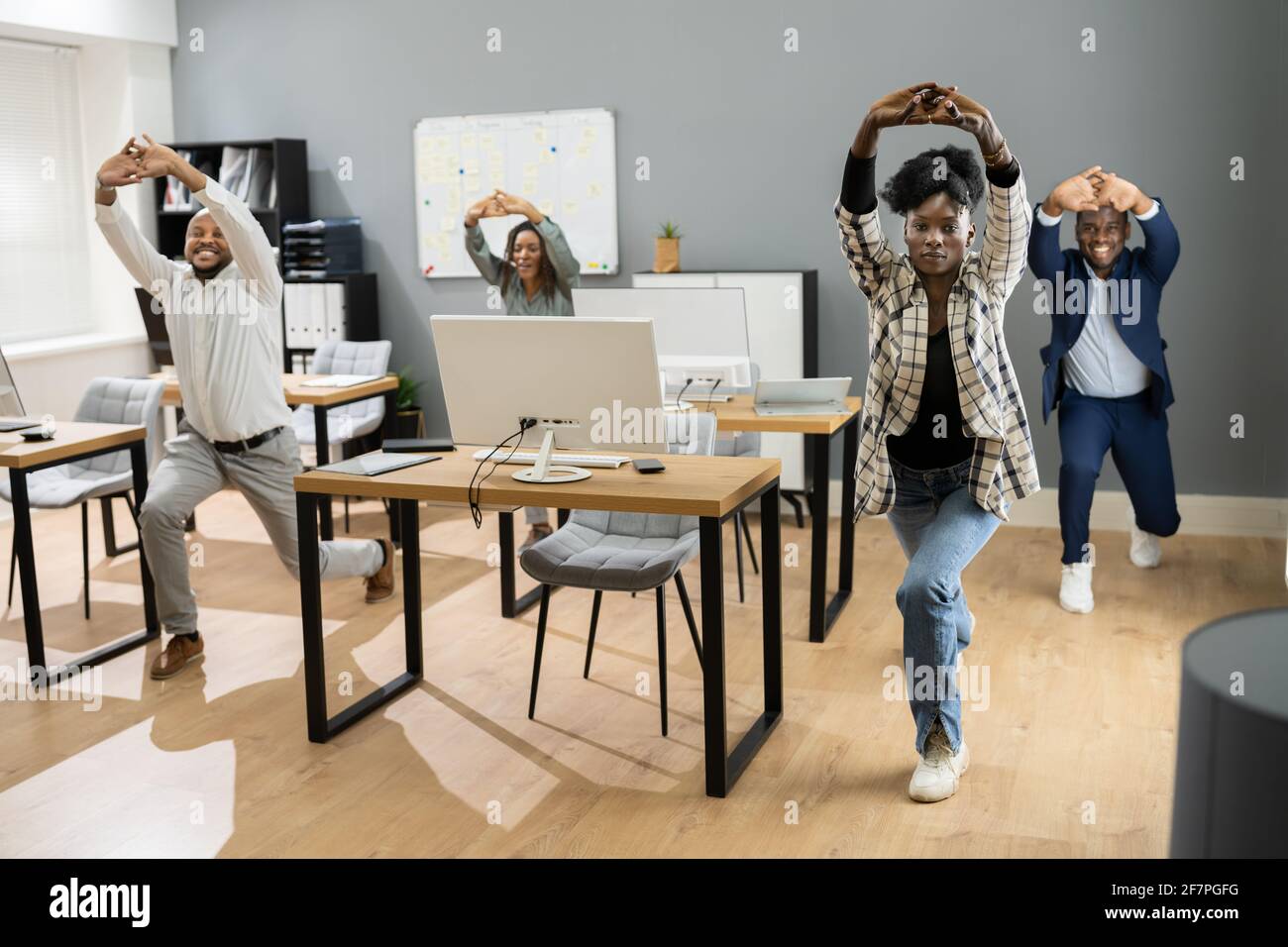 Company Fitness Stretch Exercise. African Corporate Business Group ...