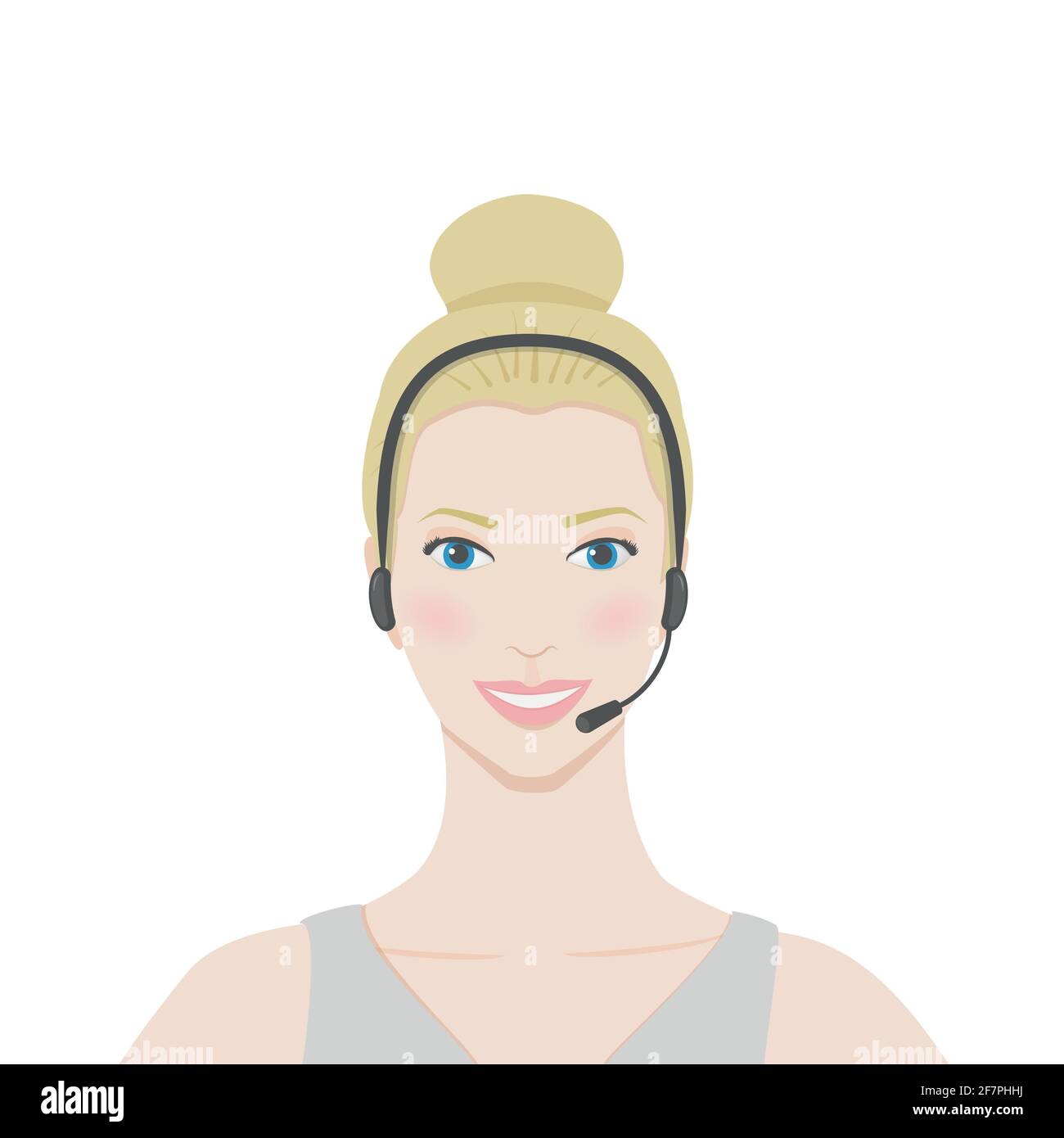 Blonde woman smiling customer service. Vector illustration, flat design ...
