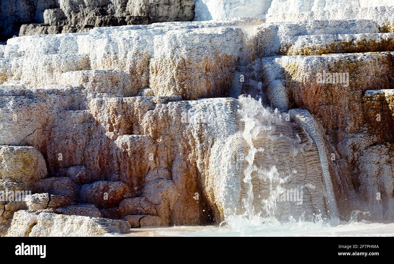Palette Springs. Devils thumb at the Mammoth Hot Springs. Yellowstone ...