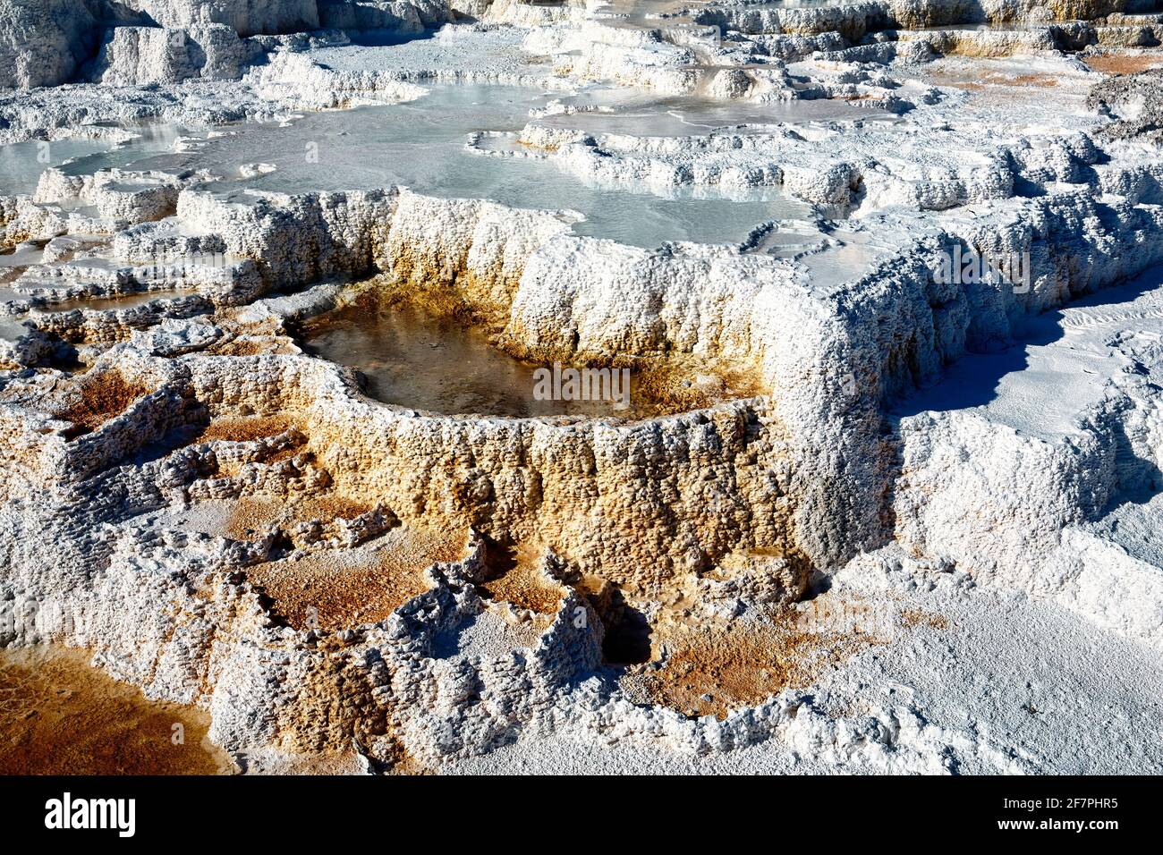 Palette Springs. Devils thumb at the Mammoth Hot Springs. Yellowstone ...