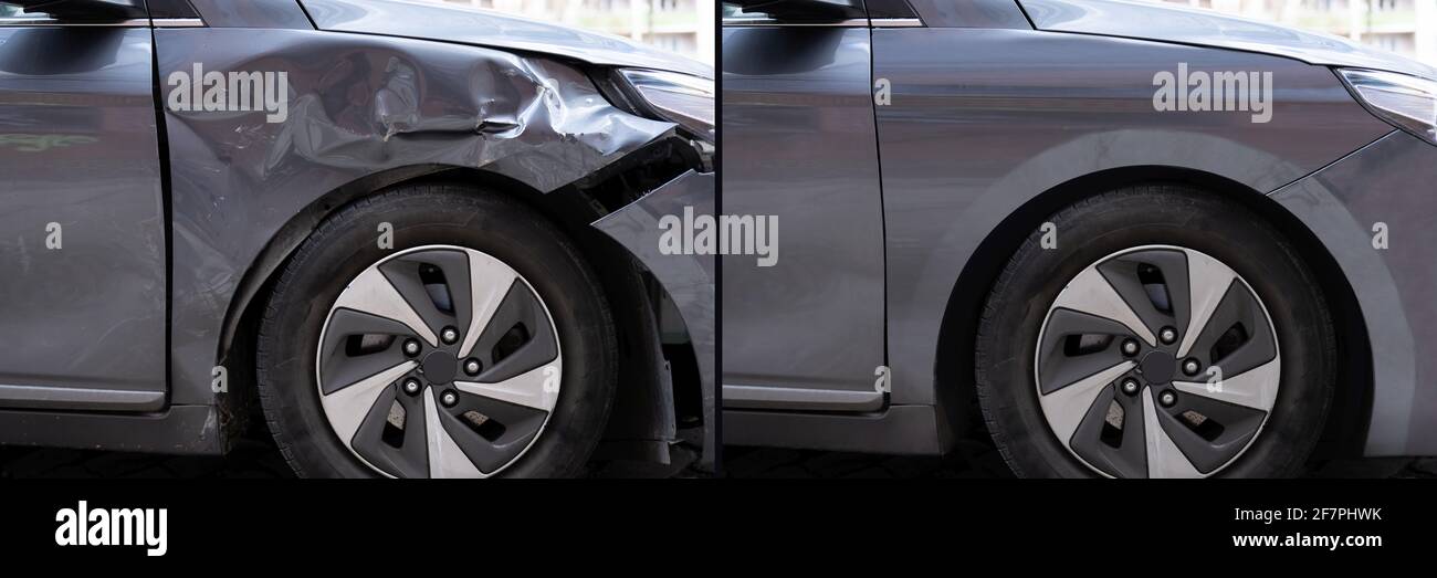 Photo Of Car Dent Repair Before And After Stock Photo - Alamy