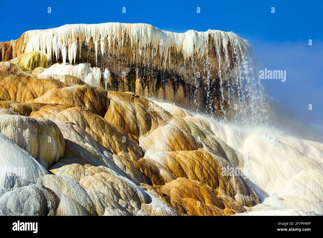 Palette Springs. Devils thumb at the Mammoth Hot Springs. Yellowstone ...