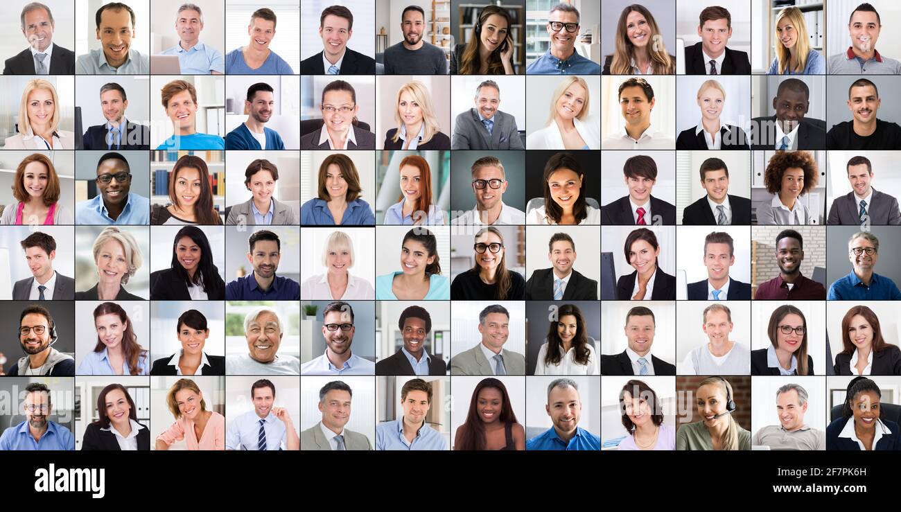 Group Avatar Photos Collage. Multicultural People Video Conference ...