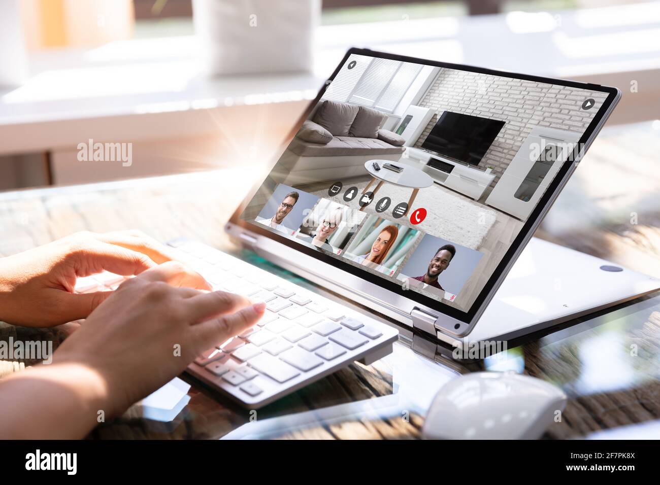 Virtual Real Estate House Video Conference Tour Stock Photo - Alamy