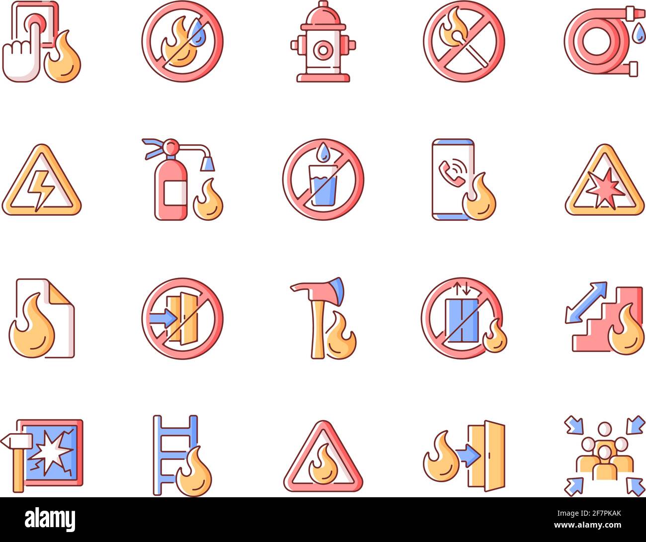 Fire safety RGB color icons set Stock Vector Image & Art - Alamy