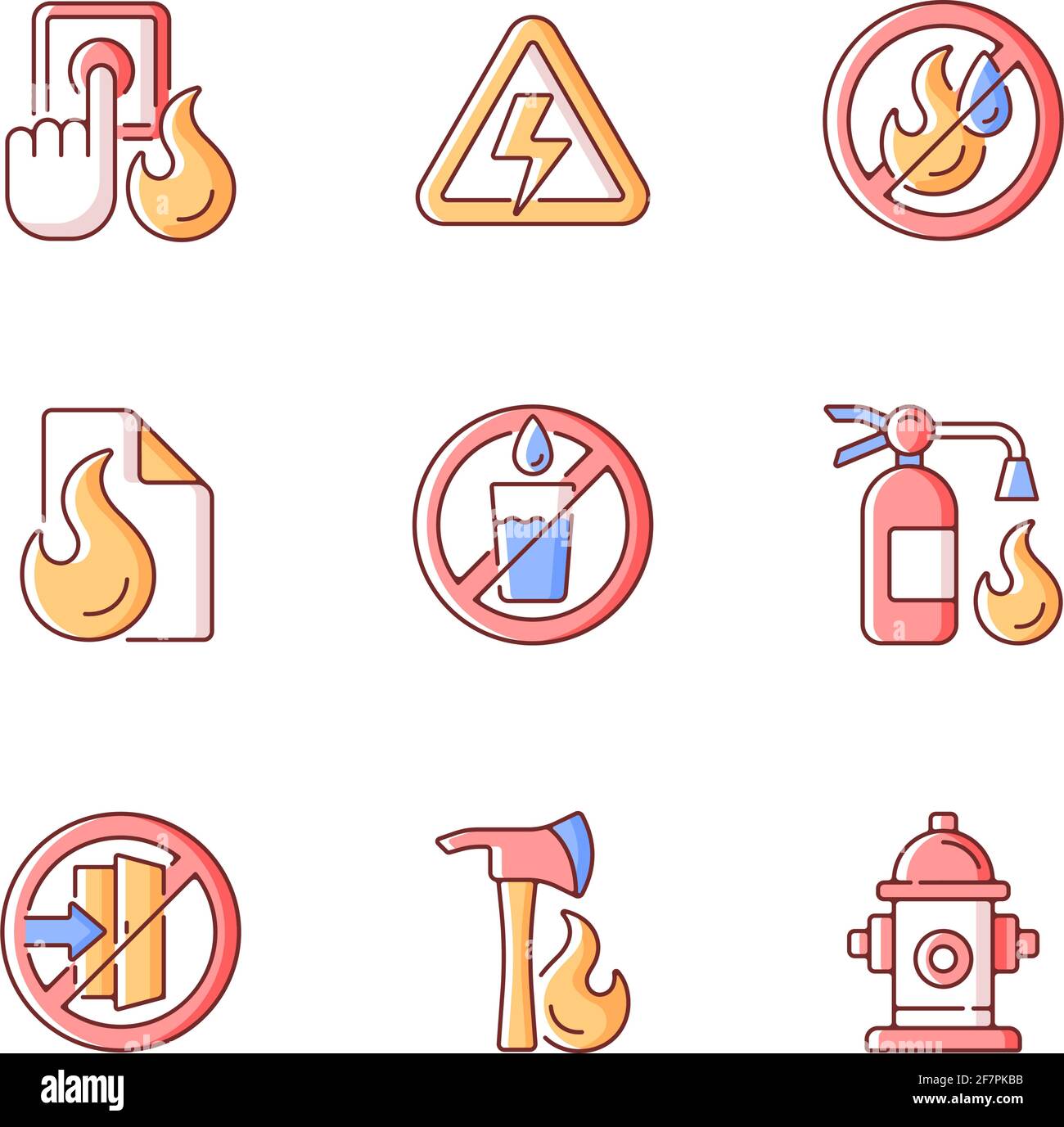 Fire emergency RGB color icons set Stock Vector Image & Art - Alamy