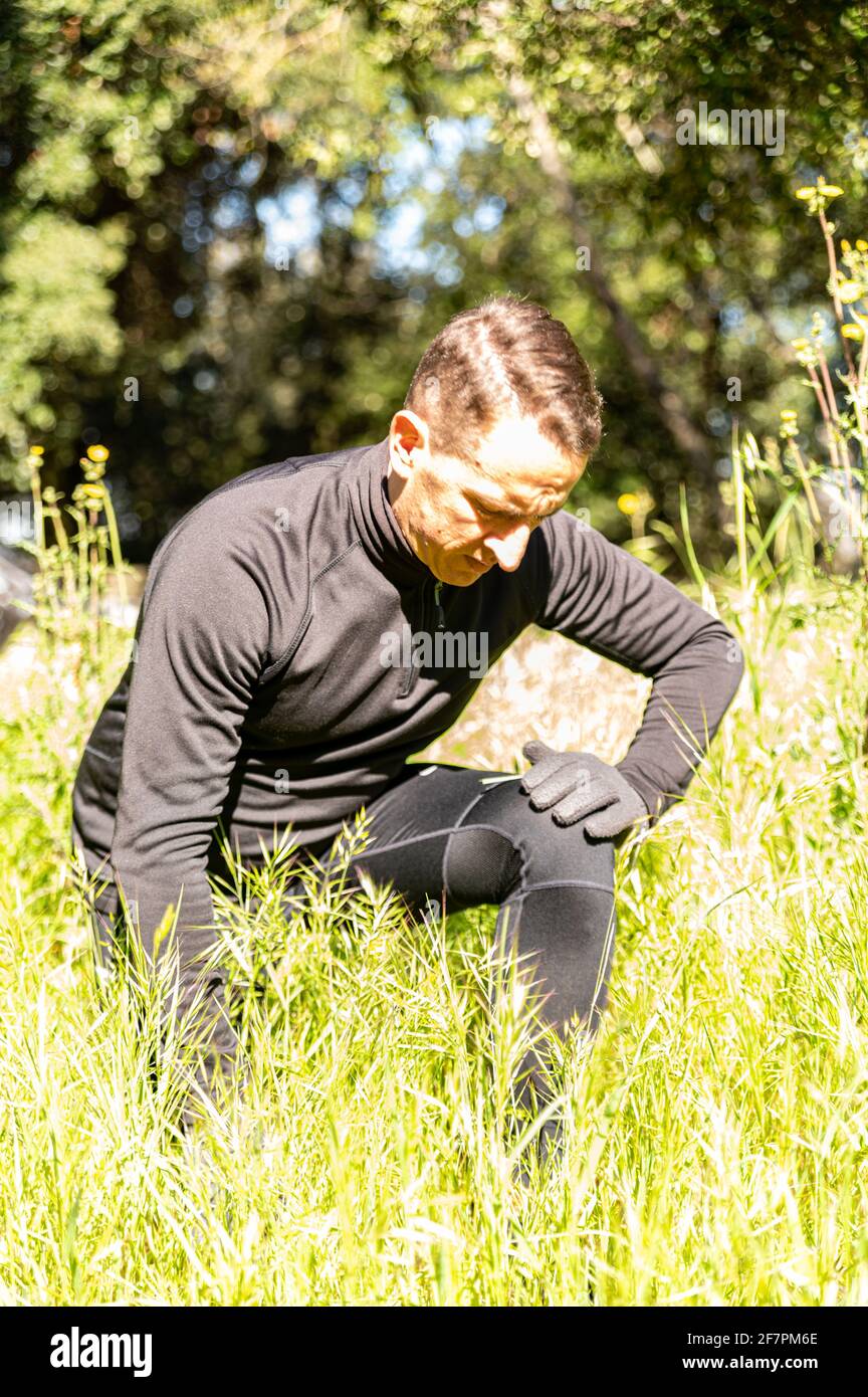 boy does physical activity in the park early in the morning Stock Photo ...