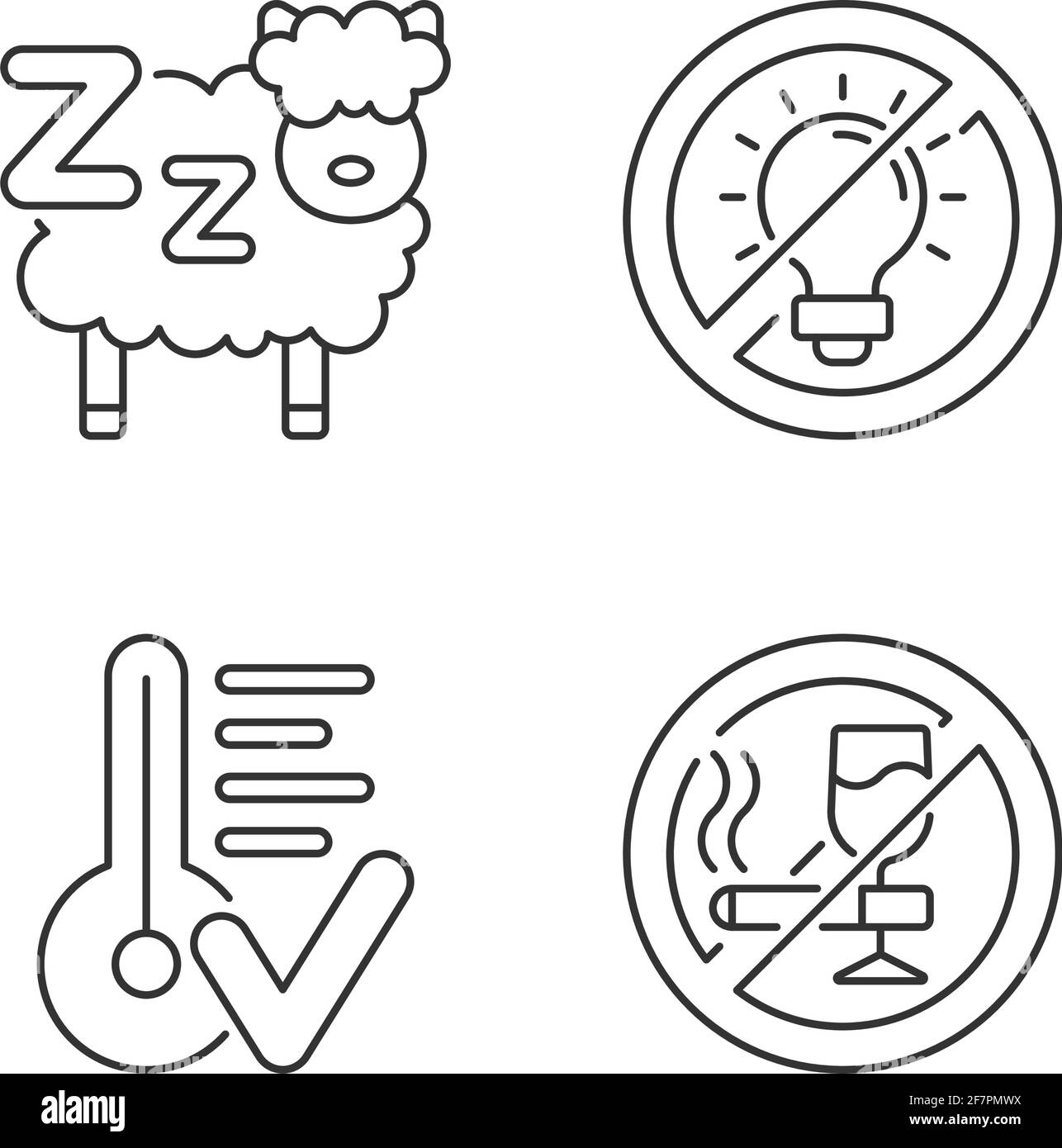 Sleep hygiene linear icons set Stock Vector Image & Art - Alamy