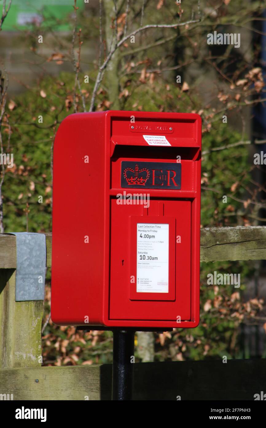 New (installed September 2020) Royal Mail red postbox at roadside in a ...