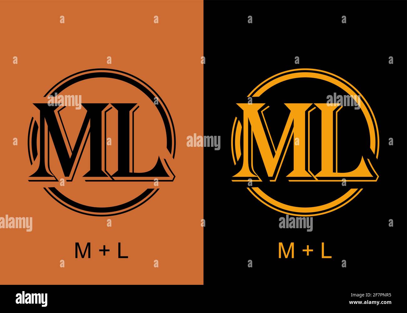 Yellow and black color of ML initial letter design Stock Vector Image ...