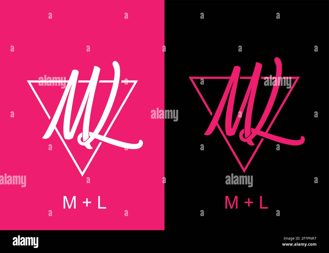 Pink and white color of ML initial letter design Stock Vector Image ...