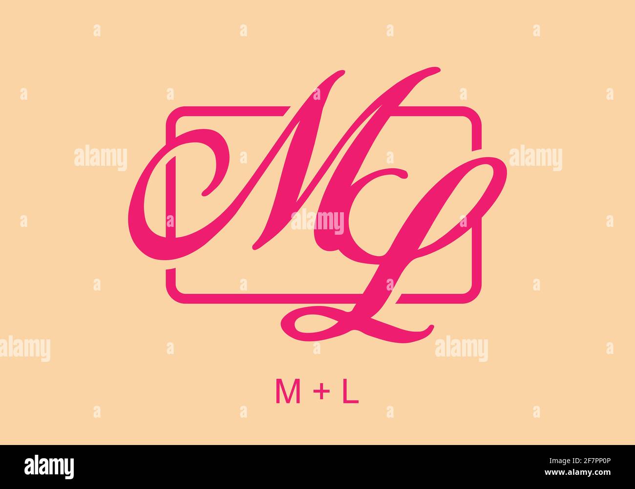 Rectangle pink color of ML initial letter design Stock Vector Image ...