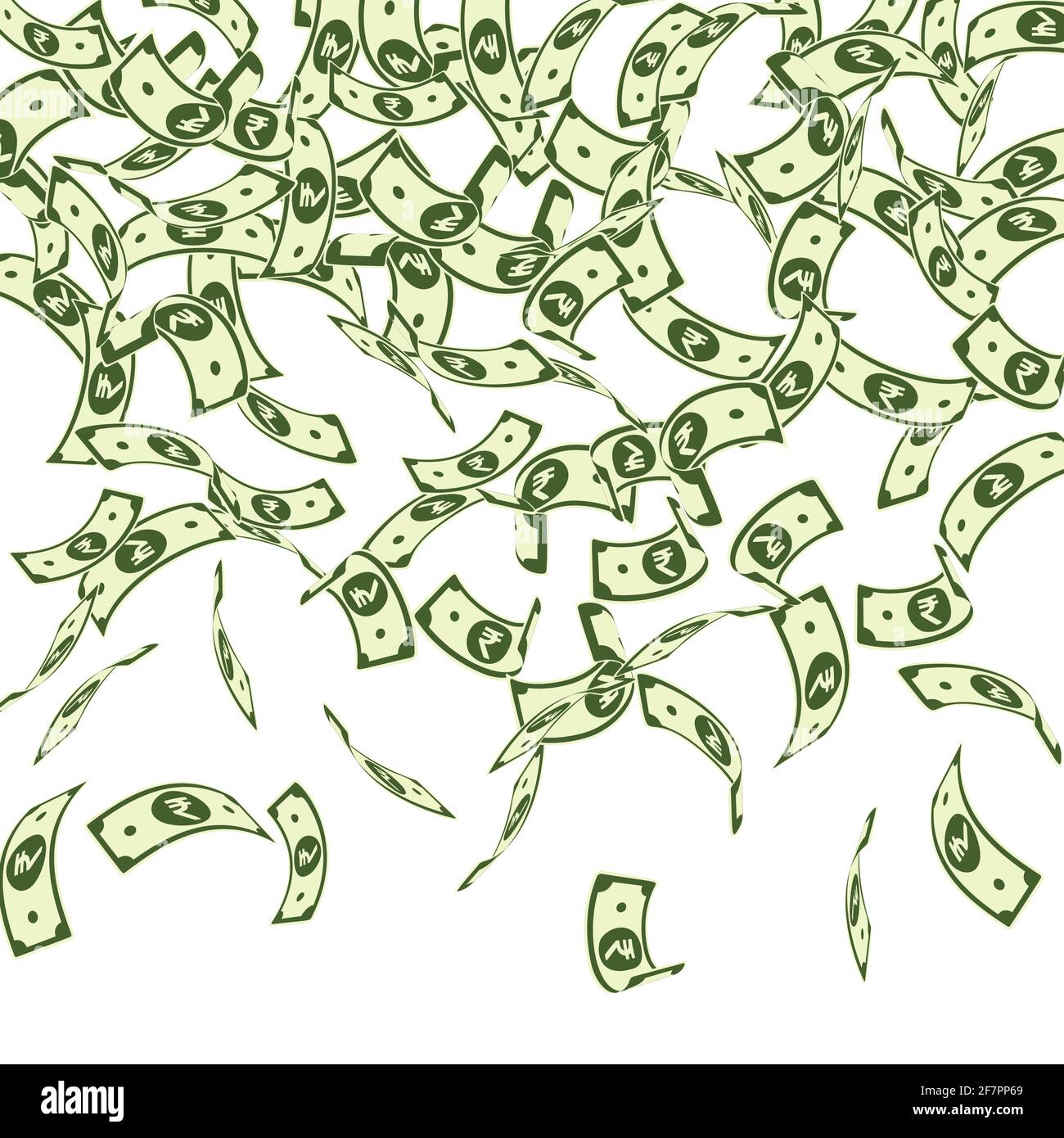 Indian rupee notes falling. Floating INR bills on white background ...