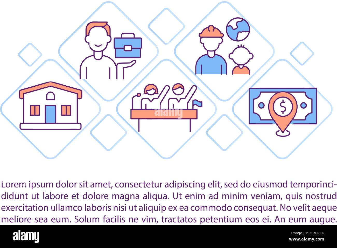 Equality for immigrant workers concept line icons with text Stock ...