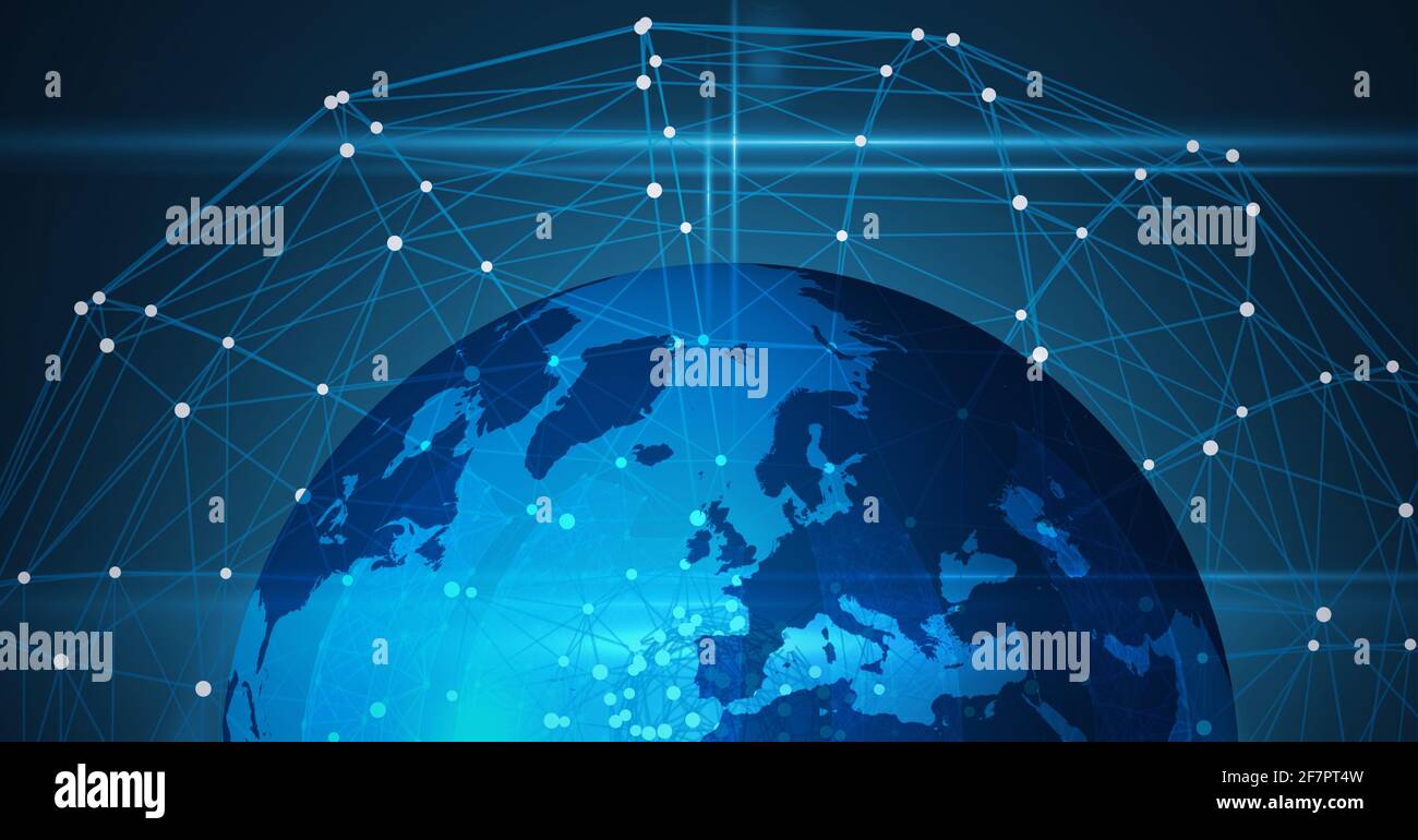 Digital composition glowing network connections hi-res stock ...