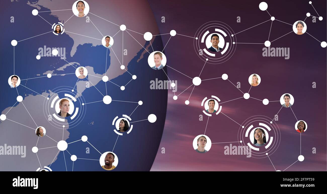 Network connections animation over people hi-res stock photography and ...