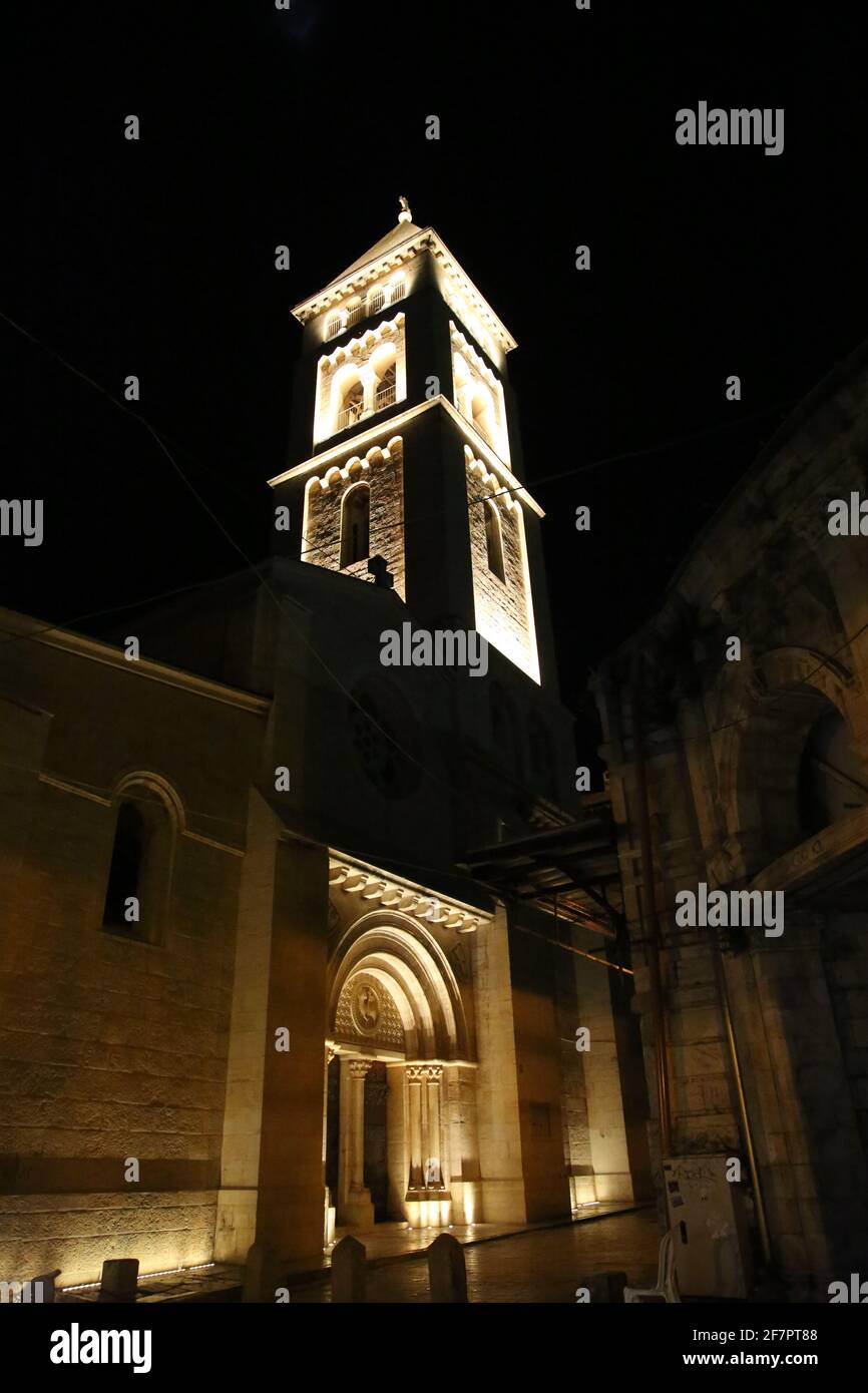 The bell tower of the Church of St. Savior, Jerusalem Stock Photo - Alamy
