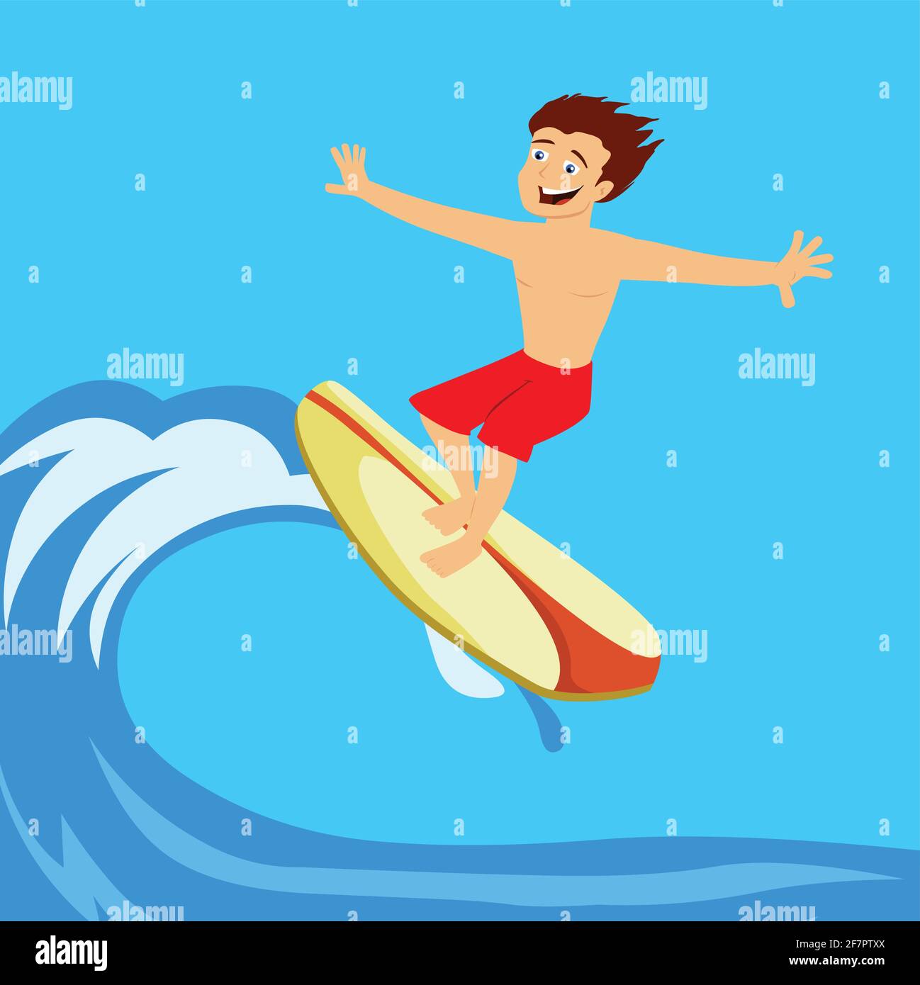 Surfer illustration vector. Happy boy surfing Stock Vector Image & Art ...
