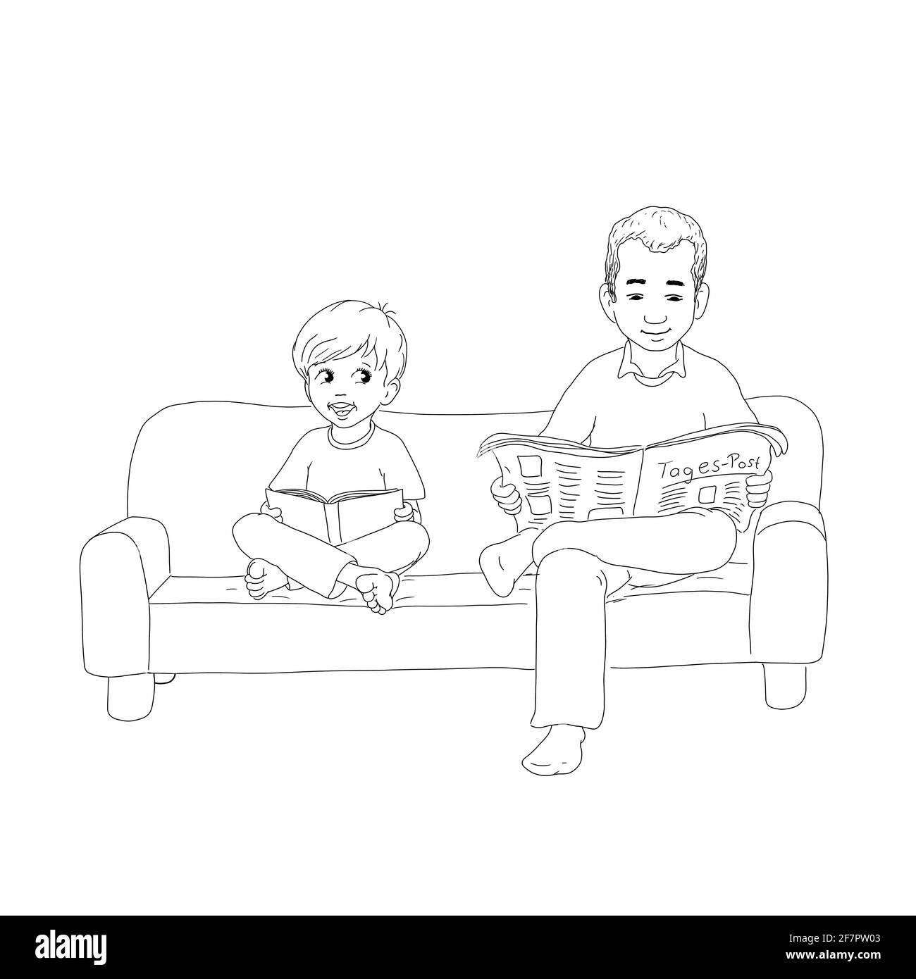 Child reading newspaper Black and White Stock Photos & Images - Alamy