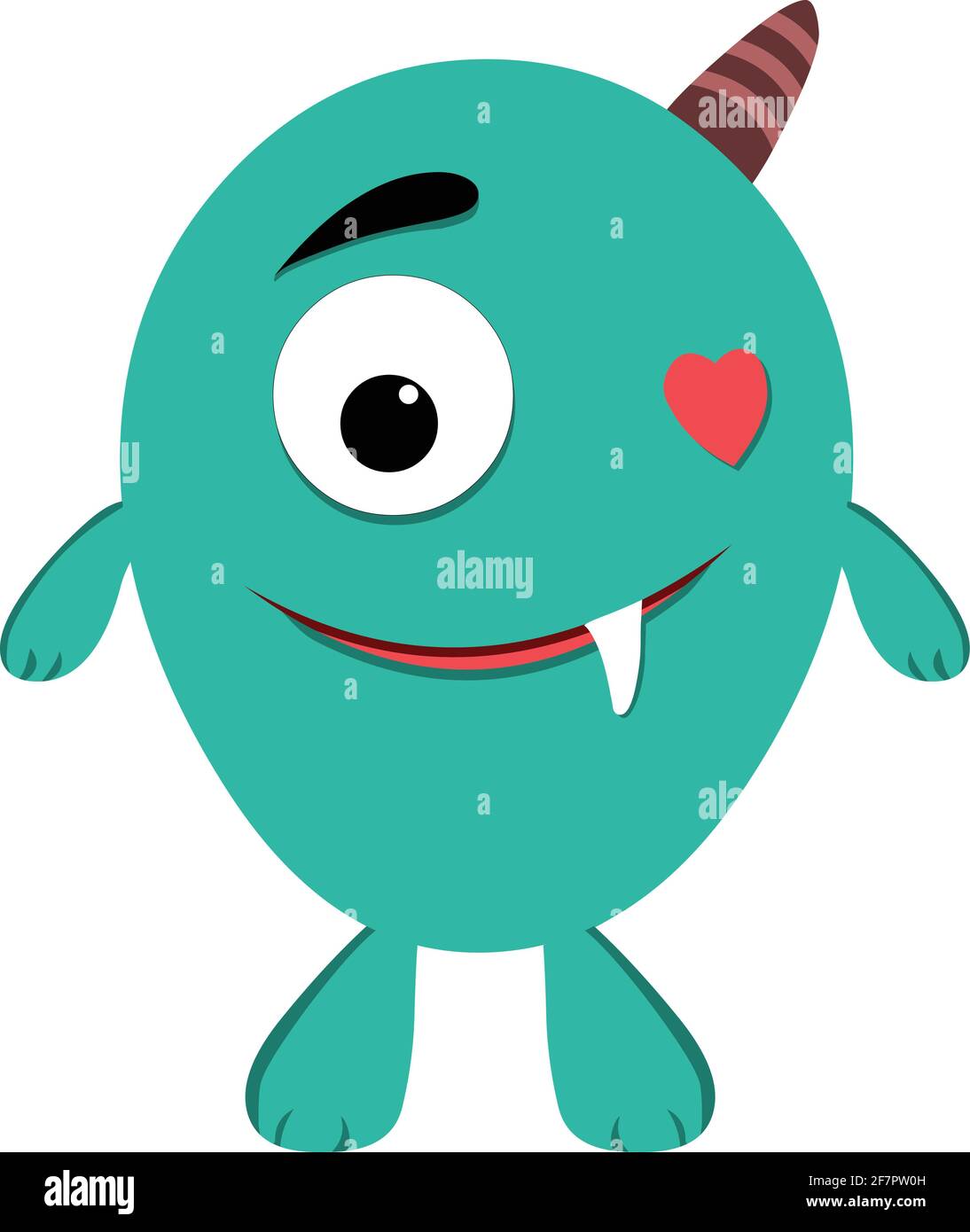 Cute monster with hearts vector illustration isolated on white ...
