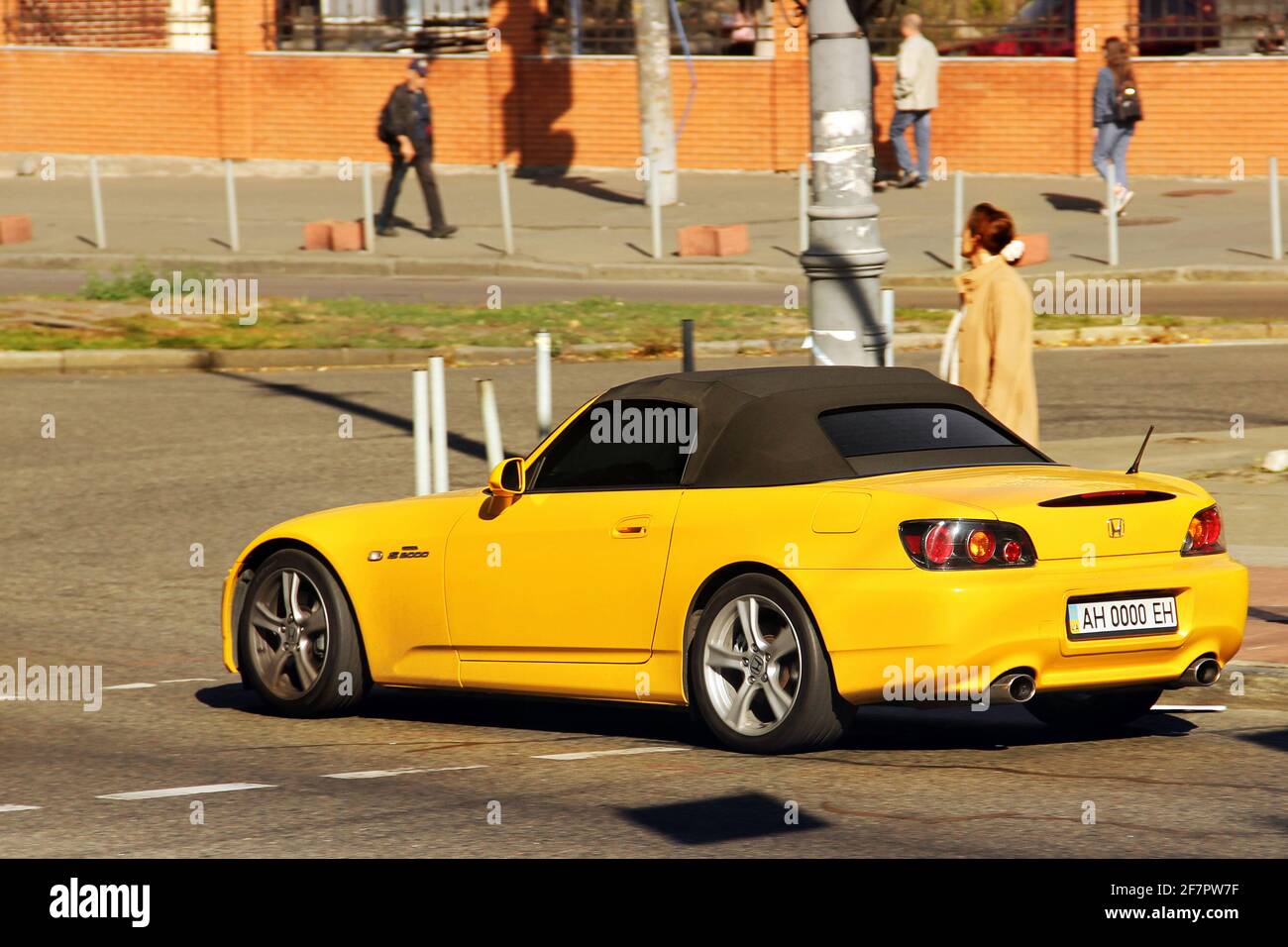 Kiev, Ukraine - October 14, 2019: Yellow Honda S2000 supercar in the ...