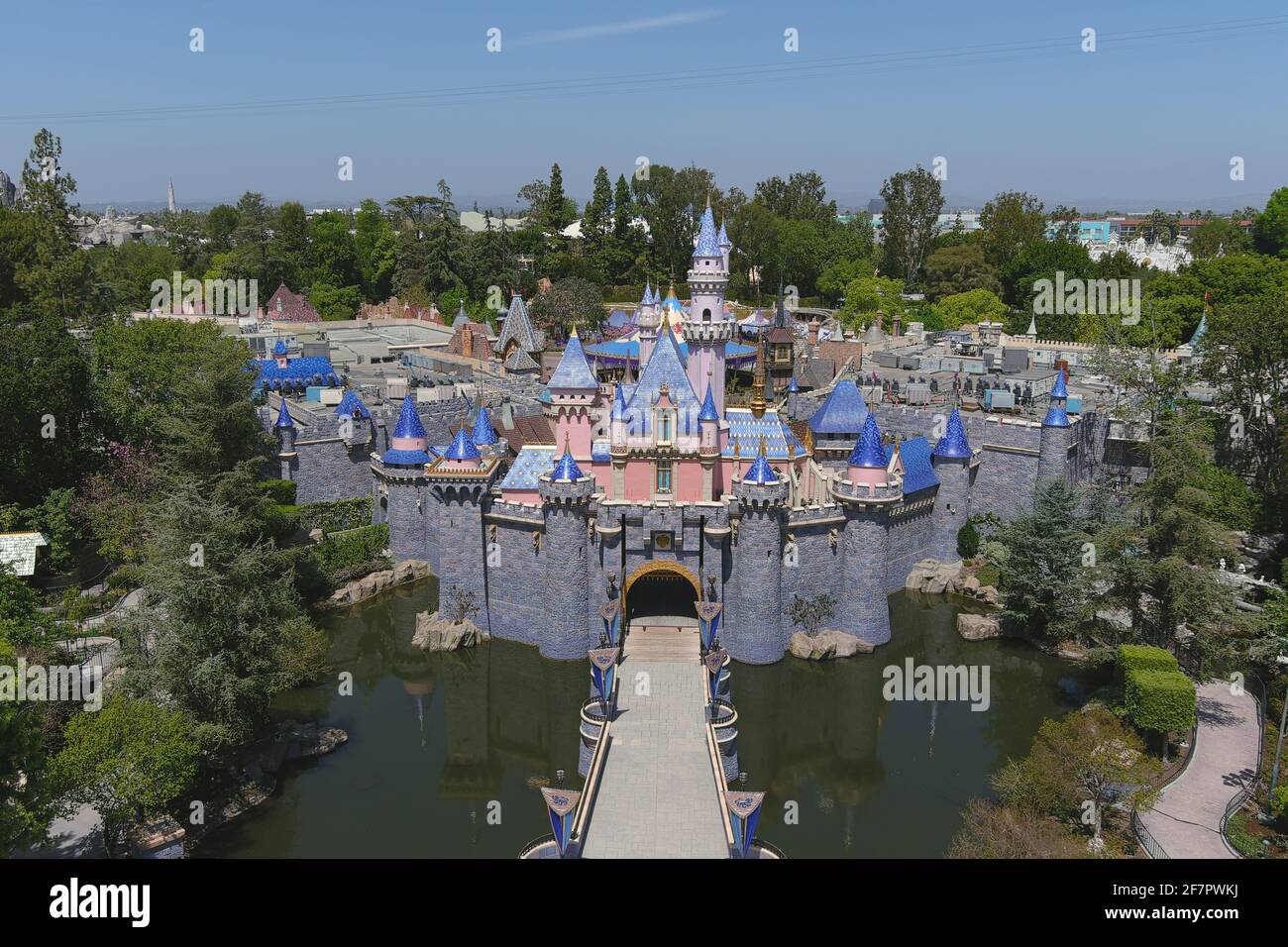 An aerial view of Sleeping Beauty Castle at Disneyland Park, Thursday ...