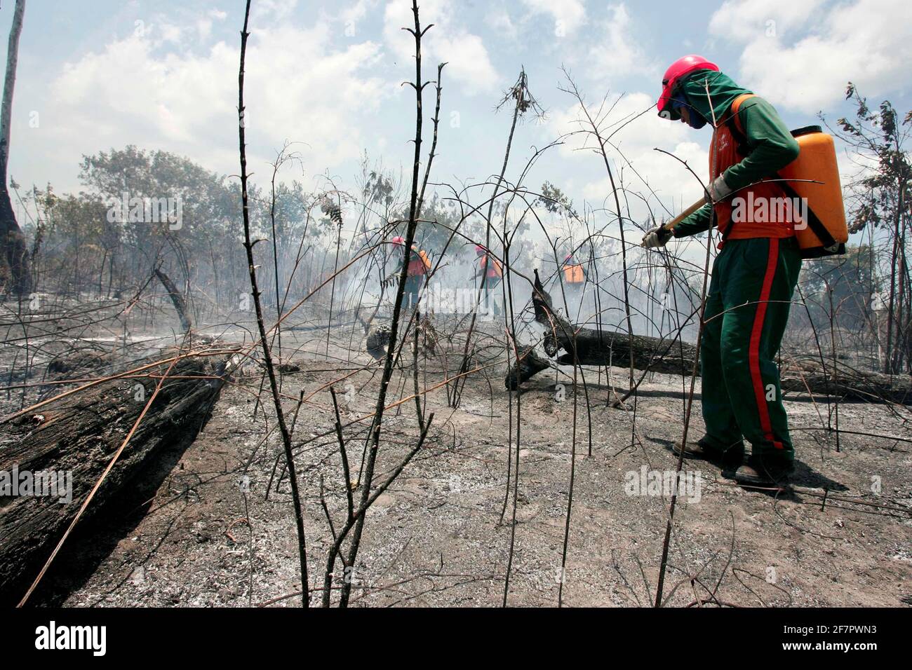 prado, bahia / brazil - december 8, 2009: brigade members fight forest ...