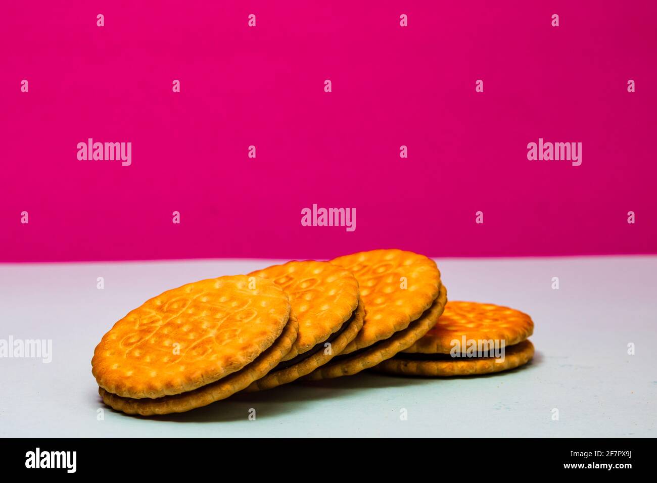 Round biscuits with chocolate cream, sandwich biscuits with chocolate ...