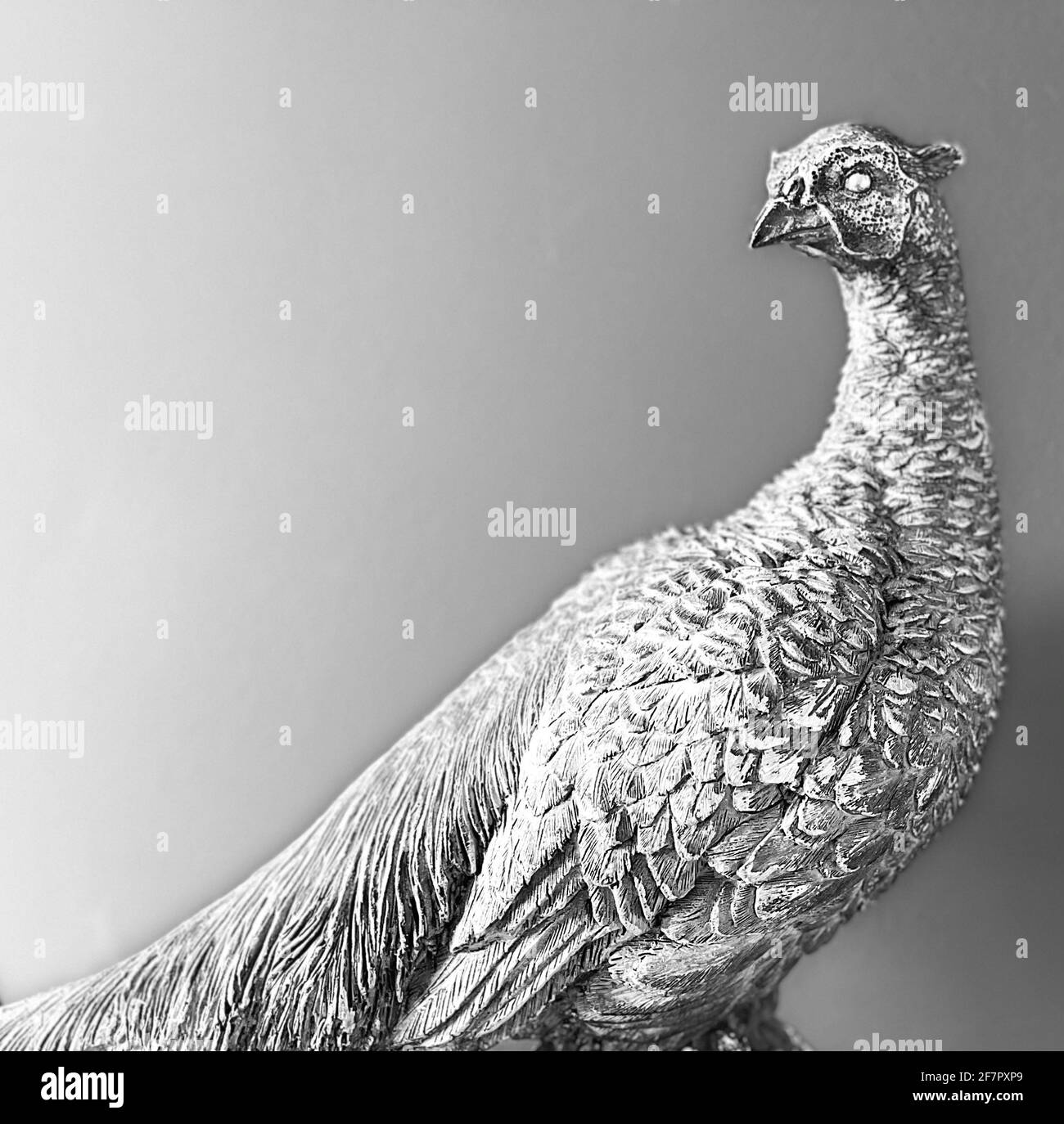 Pheasant statue in black and white Stock Photo - Alamy