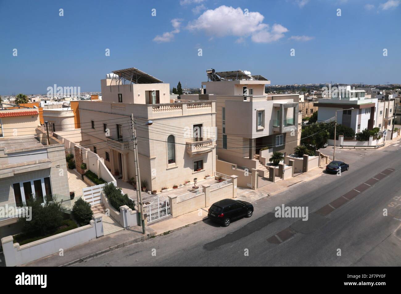 Attard. Malta. Typical mediterranean houses on the street in ...