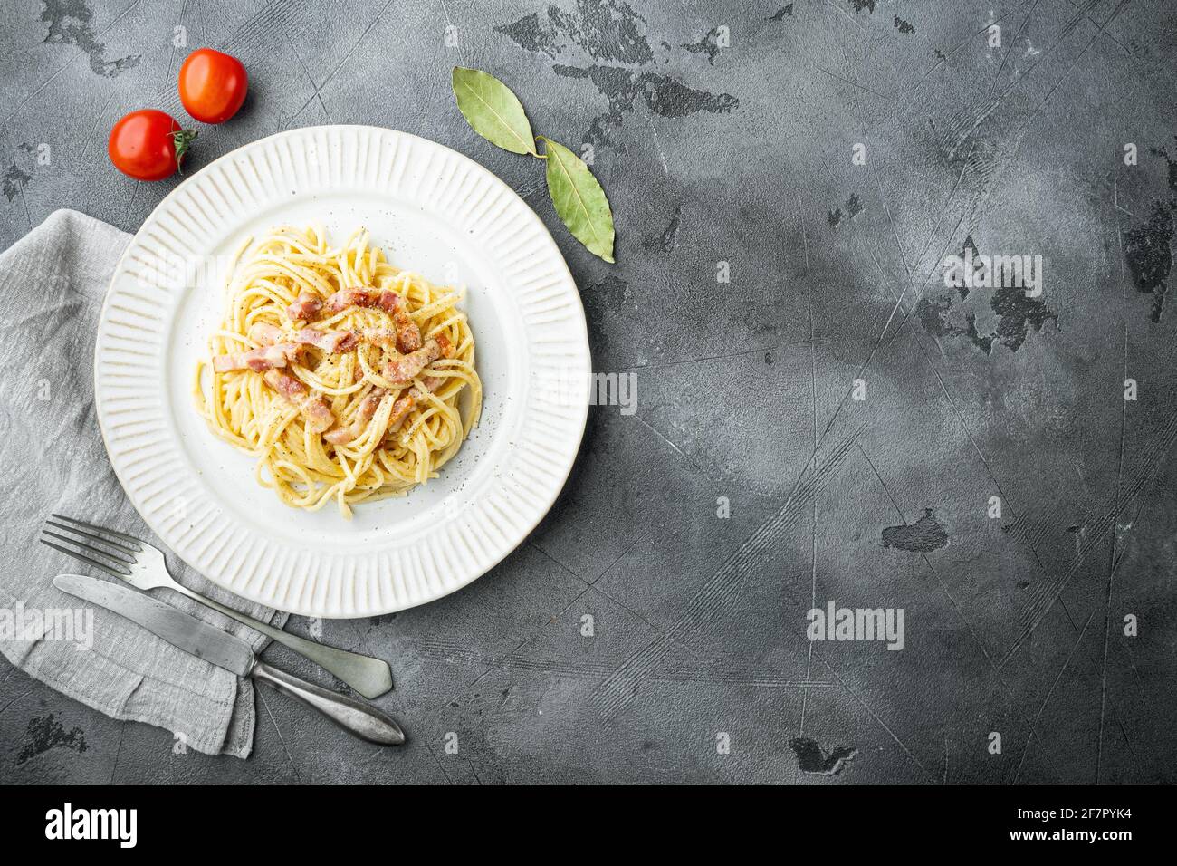 Classic Homemade Pasta carbonara Italian with Bacon, eggs, Parmesan ...