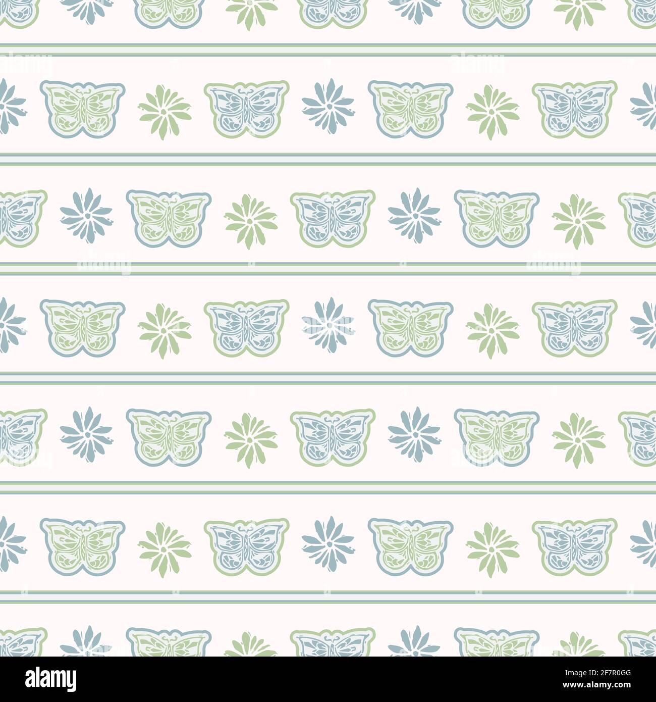 Seamless minimalist butterfly blockprint pattern background. Calm pale ...
