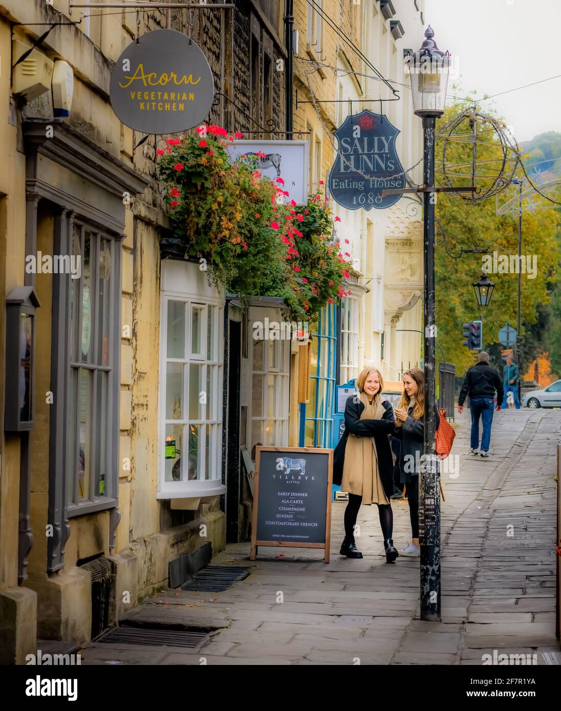 Pretty street scene in Bath, Somerset, UK Stock Photo - Alamy