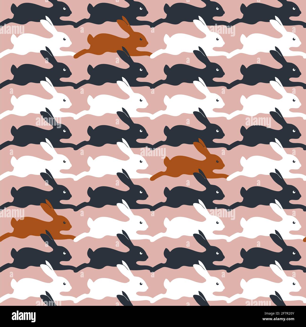 Seamless pattern with rabbits. Graphic design for paper, textile print ...