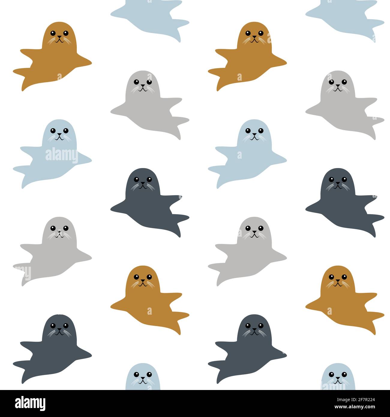 Cute fur seals seamless pattern. Vector illustration in cartoon style ...