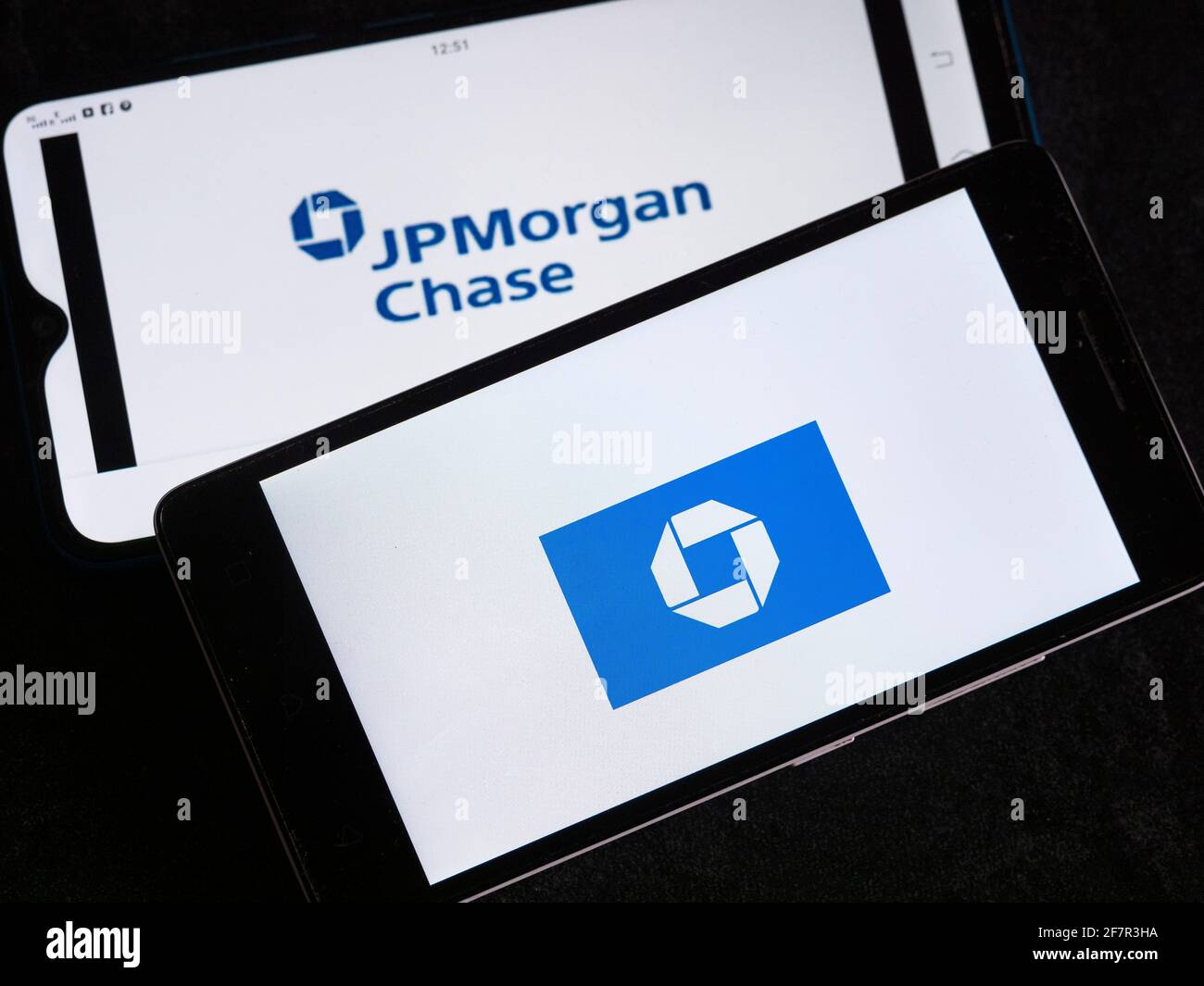 In this photo illustration, JPMorgan Chase logos seen displayed on ...