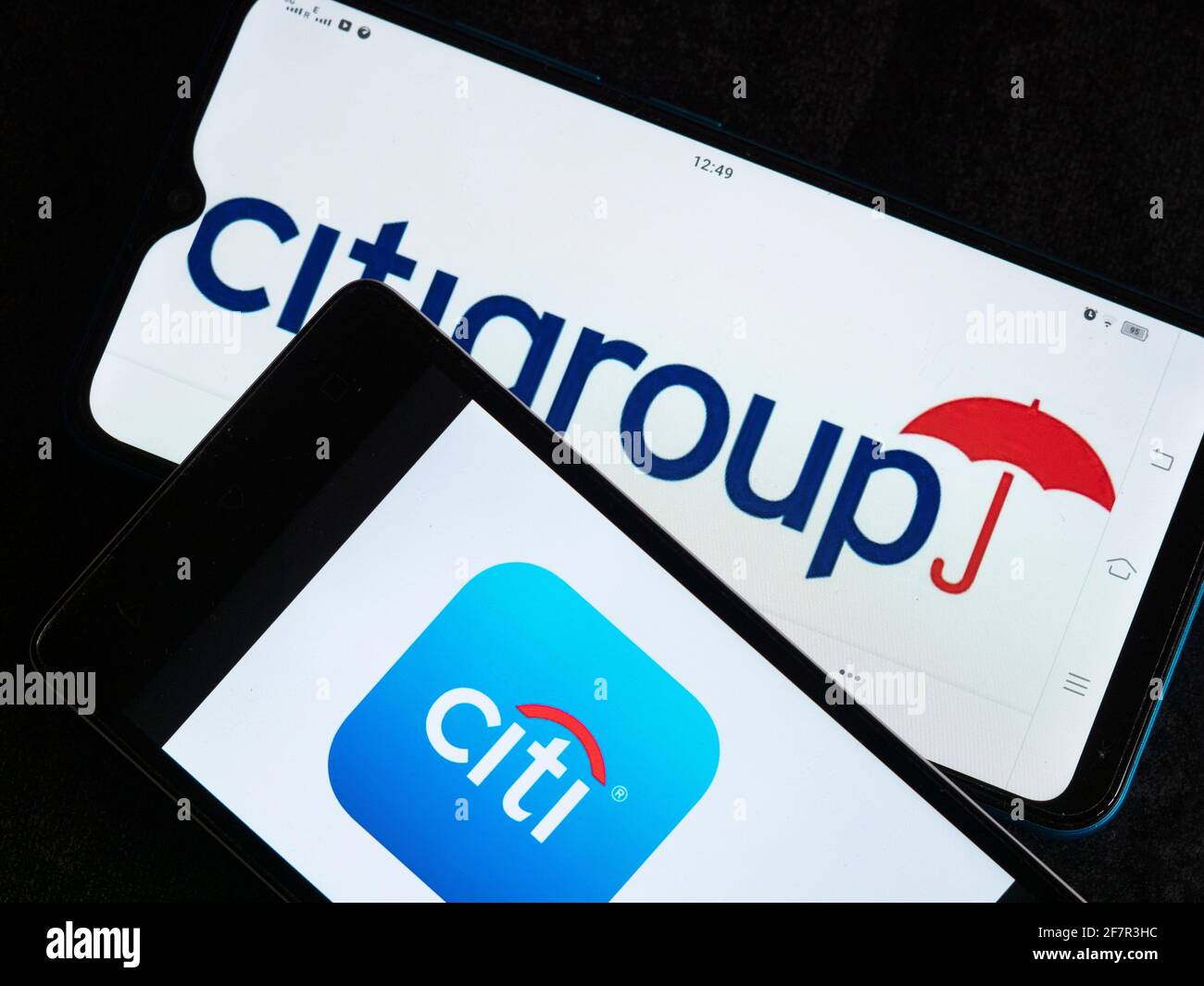 In this photo illustration, Citigroup logos seen displayed on ...