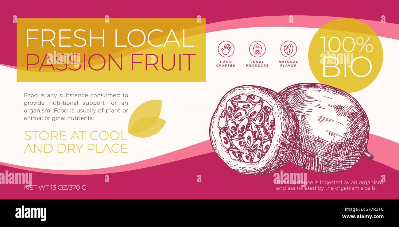 Fresh Local Fruits Label Template. Abstract Vector Packaging Horizontal ...
