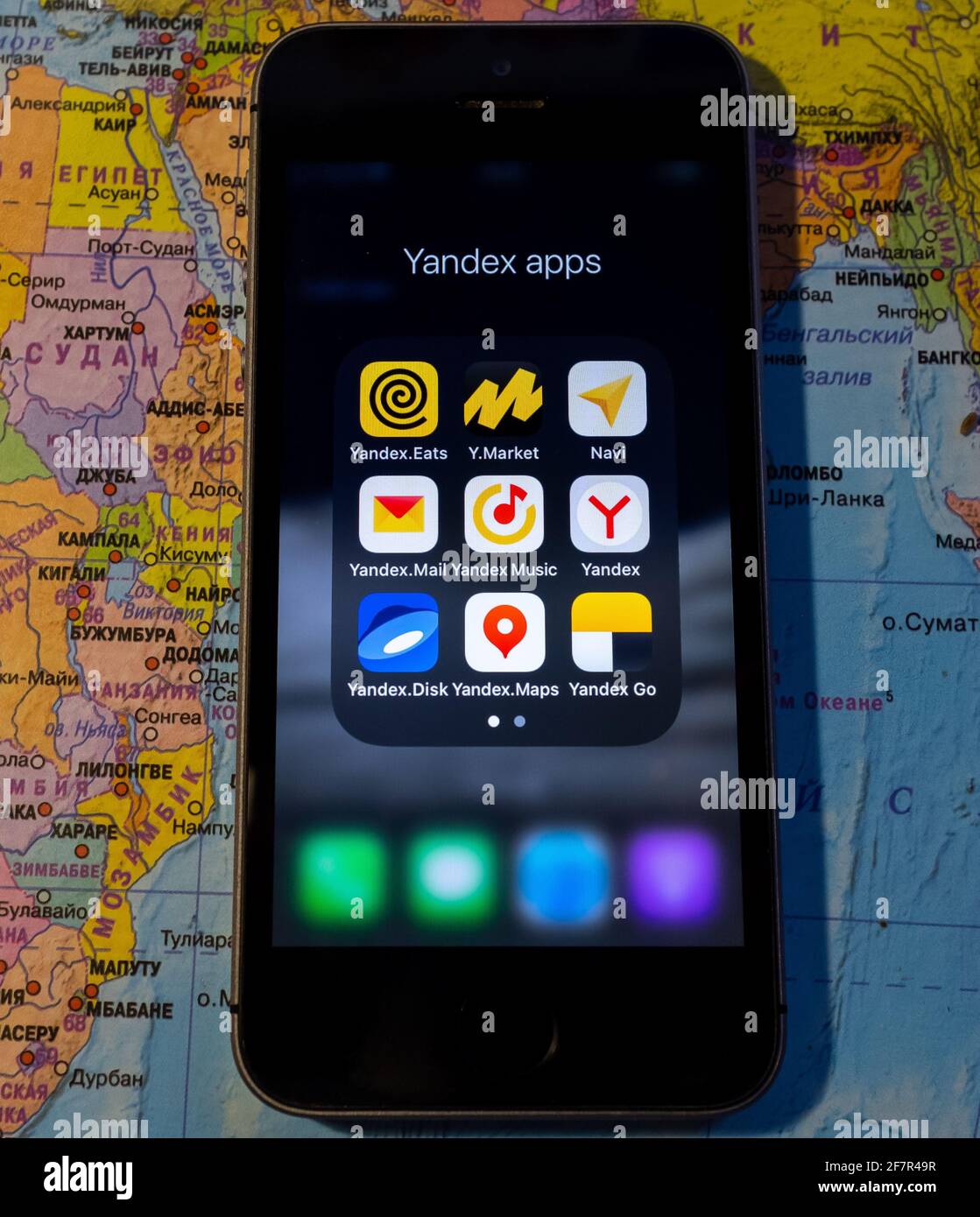 March 31, 2021. Moscow, Russia. Yandex application icons on a mobile ...