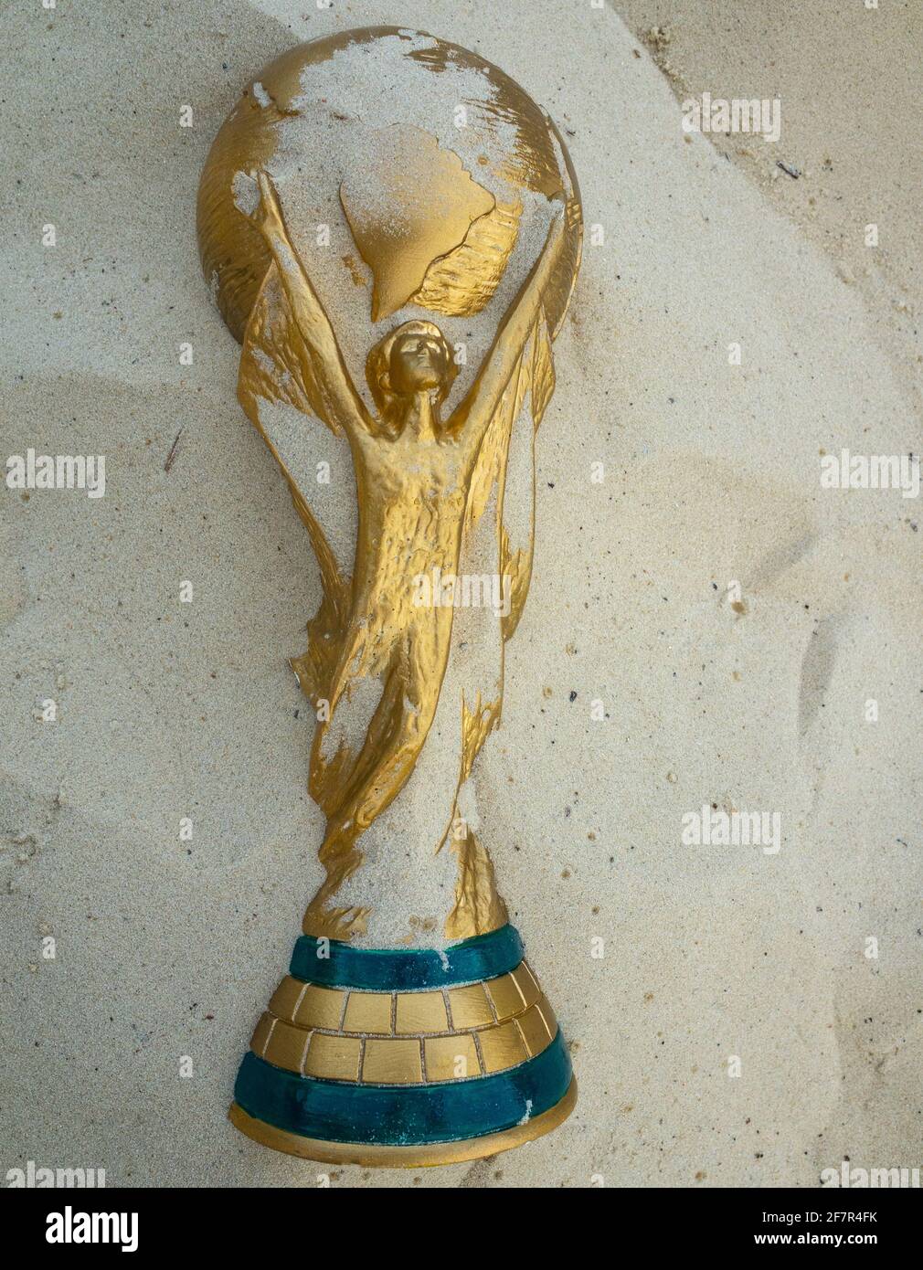 May 30, 2019. Doha, Qatar. FIFA World Cup trophy on sand. FIFA World ...