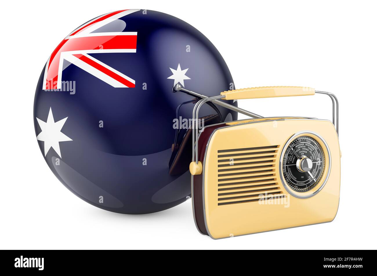 Radio broadcasting in Australia concept. Radio receiver with Australian ...